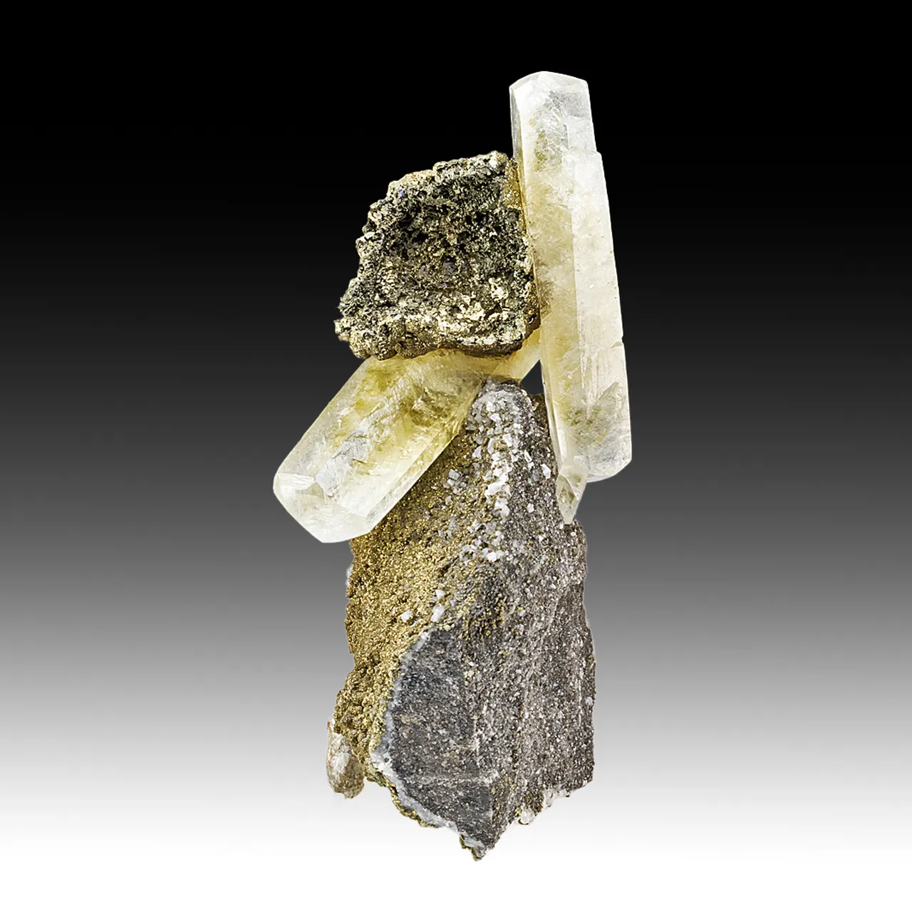 Pyrite cast after Galena with Calcite - Sweetwater Mine, USA