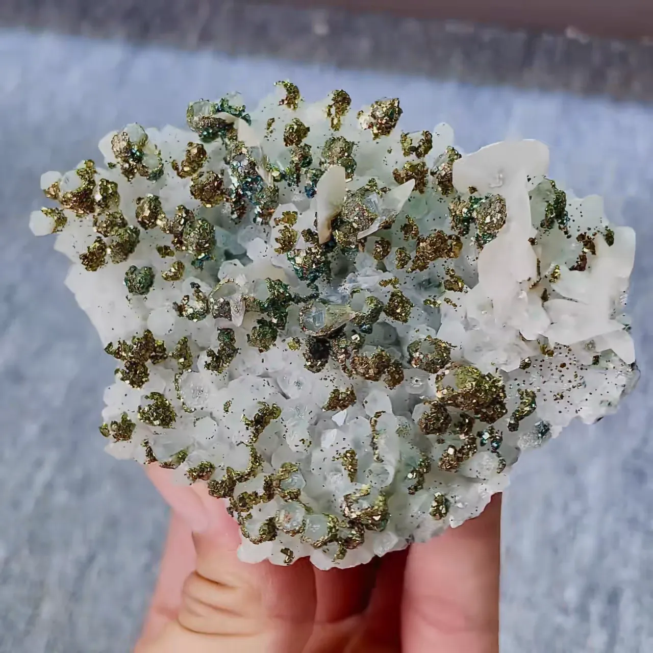 Natural Pyrite and Quartz Cluster with Calcite Symbiosis comes from ...